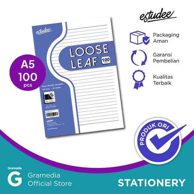 Jual Estudee Loose Leaf J Garis A5 100 | Toko Buku Online Terbesar | Gramedia.com